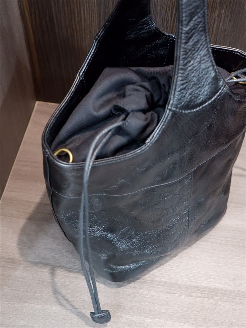 Black Leather Bucket Handbag Black Leather Bucket Bag – iLeatherhandbag