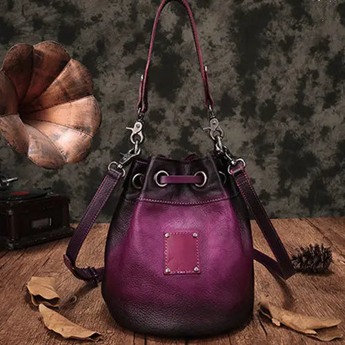 Rivet Western Drawstring Bucket Bag – iLeatherhandbag