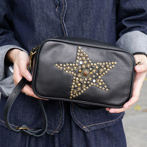 Star Genuine Leather Zip Square Bag For Women – iLeatherhandbag