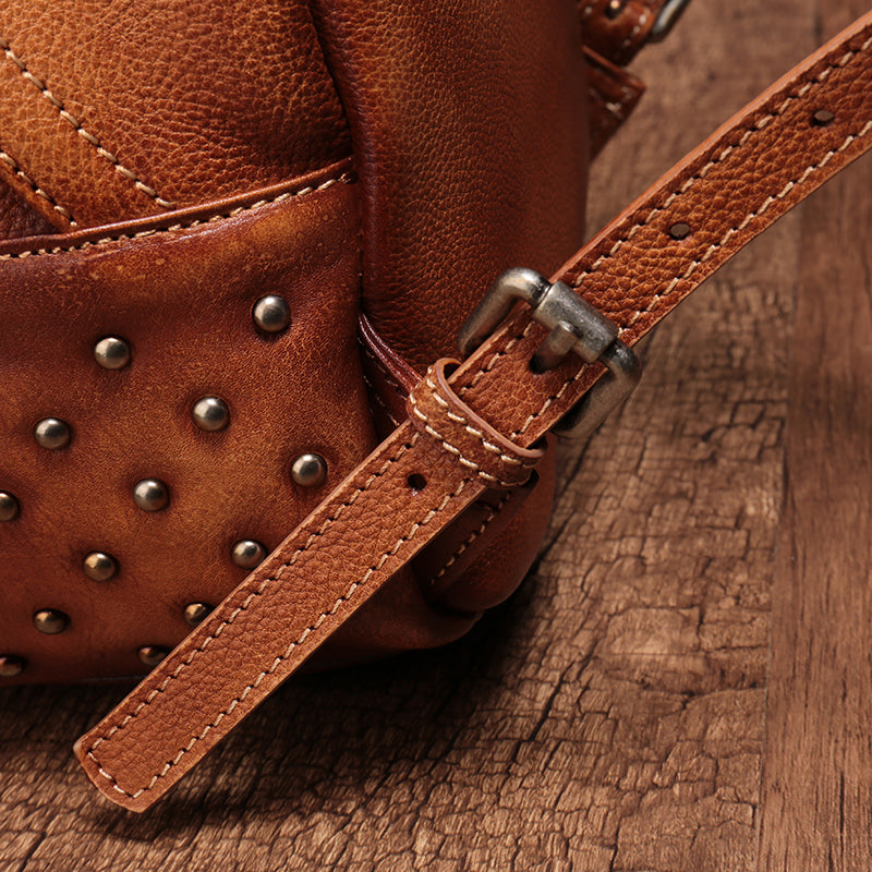 Studded Genuine Leather Mini Backpacks Bag For Women – iLeatherhandbag
