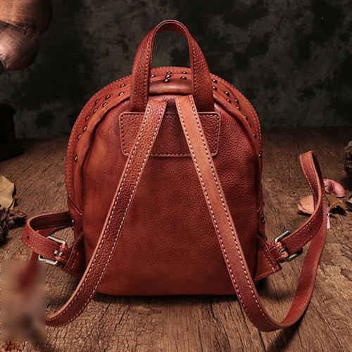Studded Genuine Leather Mini Backpacks Bag For Women – iLeatherhandbag