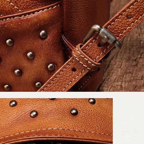 Studded Genuine Leather Mini Backpacks Bag For Women – iLeatherhandbag