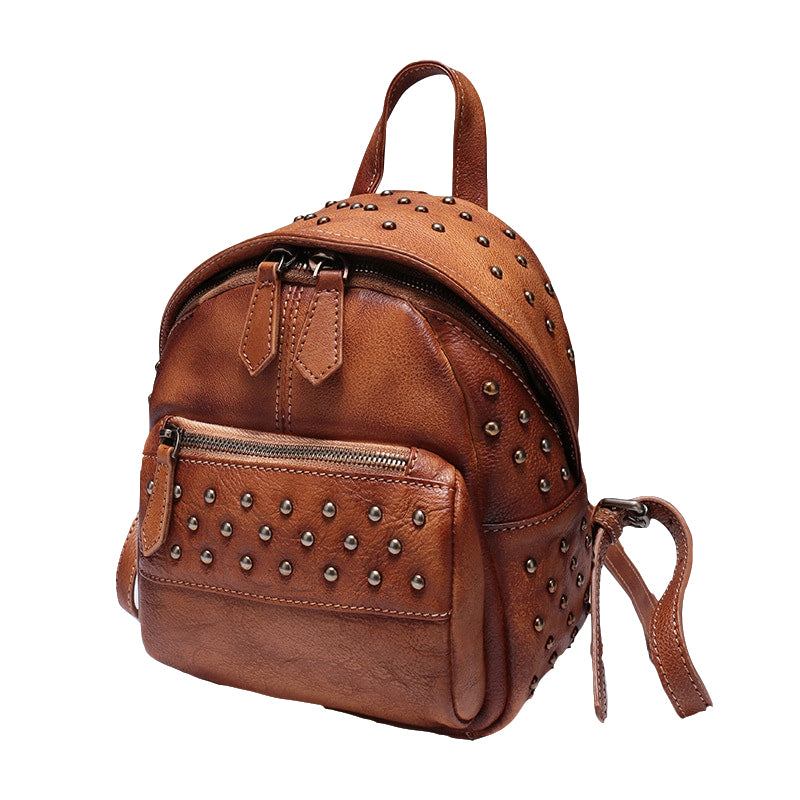 Studded Genuine Leather Mini Backpacks Bag For Women – iLeatherhandbag