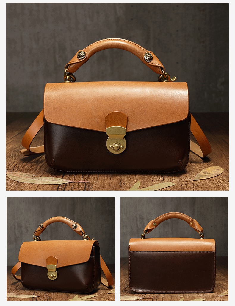 Women's Leather Small Handle Satchel Purse Bag – iLeatherhandbag