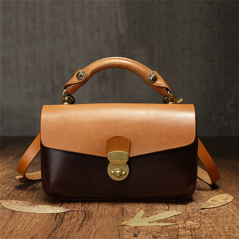 Women's Leather Small Handle Satchel Purse Bag – iLeatherhandbag