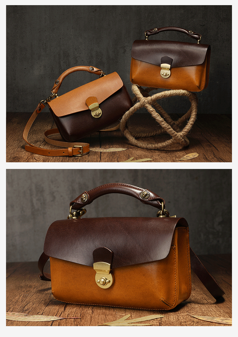 Women's Leather Small Handle Satchel Purse Bag – iLeatherhandbag