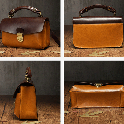 Women's Leather Small Handle Satchel Purse Bag – iLeatherhandbag