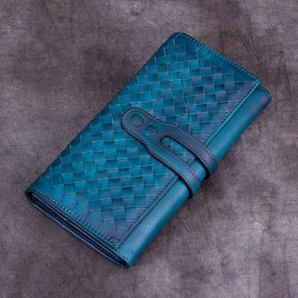 Retro Leather Cem Long Checkbook Womens Clutch Wallet Purse ...