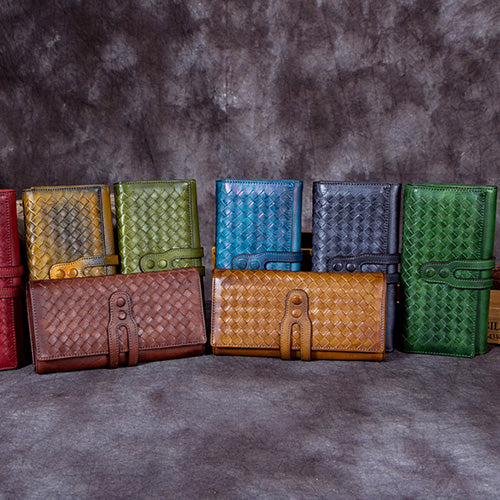 Retro Leather Cem Long Checkbook Womens Clutch Wallet Purse ...