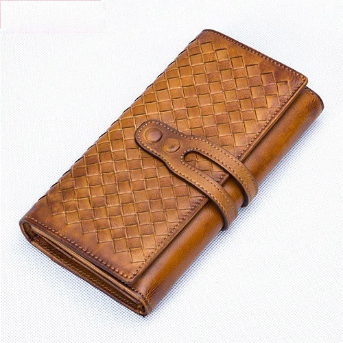Retro Leather Cem Long Checkbook Womens Clutch Wallet Purse ...