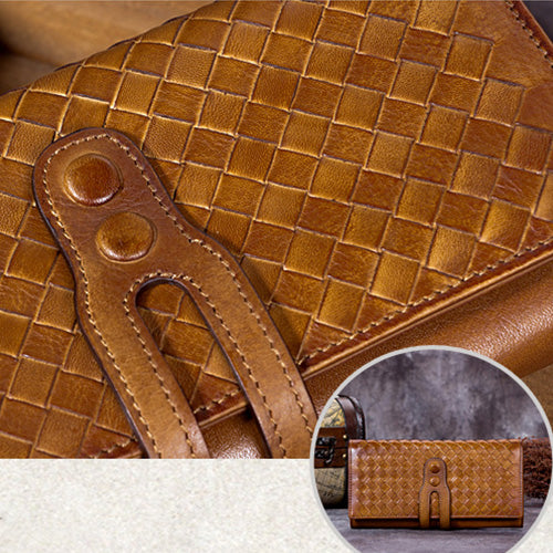 Retro Leather Cem Long Checkbook Womens Clutch Wallet Purse ...